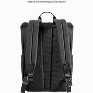 tomtoc Flap Laptop Backpack, Lightweight, Water-Resistant College Travel Casual Daypack, Slim Durable Work-pack Rucksack for 13-16 Inch MacBook Laptop, Large Capacity, 18L, Black