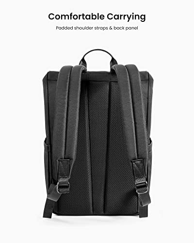 tomtoc Flap Laptop Backpack, Lightweight, Water-Resistant College Travel Casual Daypack, Slim Durable Work-pack Rucksack for 13-16 Inch MacBook Laptop, Large Capacity, 18L, Black