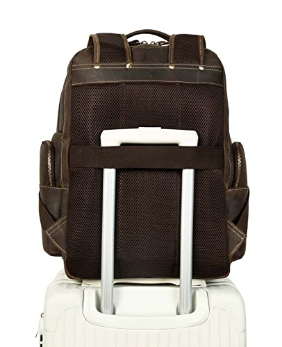 Taertii Vintage Full Grain Genuine Leather Backpack for Men - Fits 16" Laptop, Travel, Hiking, Business, Work, Rucksack Daypack 32L - Brown