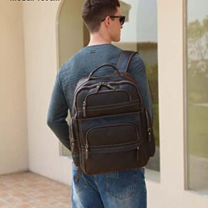 Taertii Vintage Full Grain Genuine Leather Backpack for Men - Fits 16" Laptop, Travel, Hiking, Business, Work, Rucksack Daypack 32L - Brown