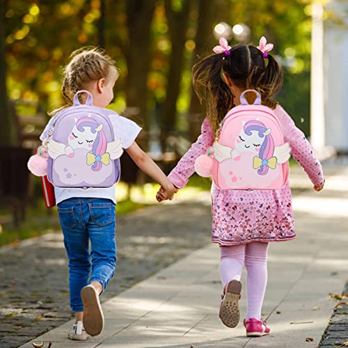 Toddler Backpack Cute Unicorn Little Kids Backpacks for Girls Preschool Backpack Kindergarten Bookbags With Chest Strap Anti-lost Safety Leash (Little Backpack-Purple) One Size