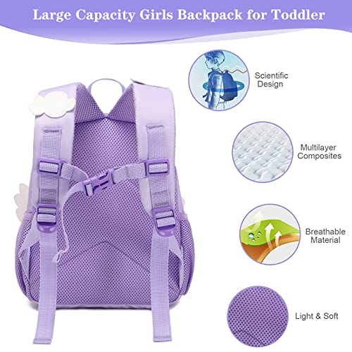 Toddler Backpack Cute Unicorn Little Kids Backpacks for Girls Preschool Backpack Kindergarten Bookbags With Chest Strap Anti-lost Safety Leash (Little Backpack-Purple) One Size