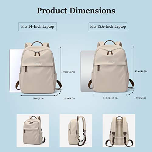 GOLF SUPAGS Womens Laptop Backpack with Separate Laptop Compartment Water Resistant Computer Backpacks Fits 14 Inch Notebook Travel Work College Bags (Apricot)