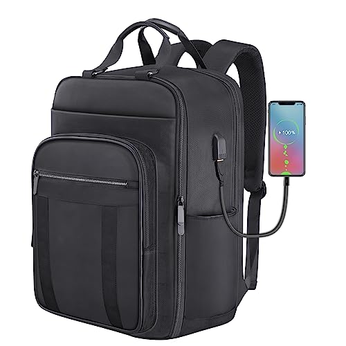 Travel Laptop Backpack, 15.6'' Personal Item Backpack, Carry on Travel bag for Women Men Airline Approved with USB Port Casual Daypack, Water Resistant Large Capacity Computer Backpack for Work, Black