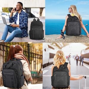 Travel Laptop Backpack, 15.6'' Personal Item Backpack, Carry on Travel bag for Women Men Airline Approved with USB Port Casual Daypack, Water Resistant Large Capacity Computer Backpack for Work, Black