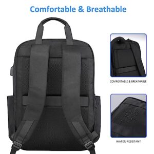 Travel Laptop Backpack, 15.6'' Personal Item Backpack, Carry on Travel bag for Women Men Airline Approved with USB Port Casual Daypack, Water Resistant Large Capacity Computer Backpack for Work, Black