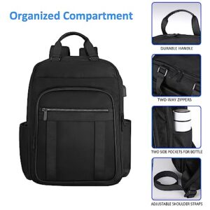 Travel Laptop Backpack, 15.6'' Personal Item Backpack, Carry on Travel bag for Women Men Airline Approved with USB Port Casual Daypack, Water Resistant Large Capacity Computer Backpack for Work, Black