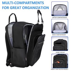 Travel Laptop Backpack, 15.6'' Personal Item Backpack, Carry on Travel bag for Women Men Airline Approved with USB Port Casual Daypack, Water Resistant Large Capacity Computer Backpack for Work, Black