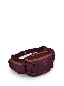 osprey savu 5l unisex biking waist pack, aprium purple, one size