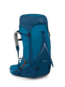 osprey atmos ag lt 50l men's backpacking backpack, night shift/scoria blue, l/xl