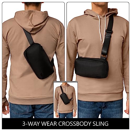 Bag Factor Small EDC Minimalist Crossbody Sling Bag for Men and Women – RFID Phone Bag Wallet – Chest Shoulder Backpack (Mini, Black)