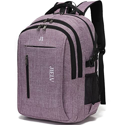 JIELV Travel Laptop Backpack,Laptops Backpack with USB Charging Port,Water Resistant Computer Bag for Men Women Fits 15.6 Inch Laptop and Notebook(Purple)