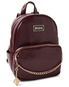 spencer's wine embossed playboy mini backpack