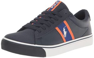 polo ralph lauren unisex child westcott(big kid) sneaker, navy/ryl/org/ppw, 4 big kid us