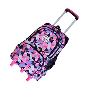 VILINKOU Rolling Backpack for Girls Trolley School Bag Wheels Backpack Luggage Waterproof Climbing Stairs (Black with Two Wheels)