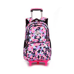 VILINKOU Rolling Backpack for Girls Trolley School Bag Wheels Backpack Luggage Waterproof Climbing Stairs (Black with Two Wheels)