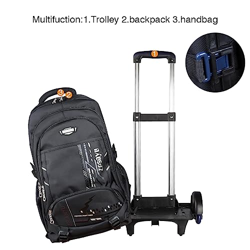 VILINKOU Rolling Backpack Trolley Schoolbag for Boy and Girl Wheels Bags (Black)