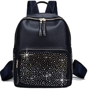 zzfab rhinestone backpack faux leather black