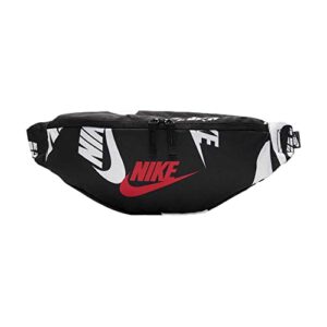 nike heritage hip pack (black/white/university red, one size)