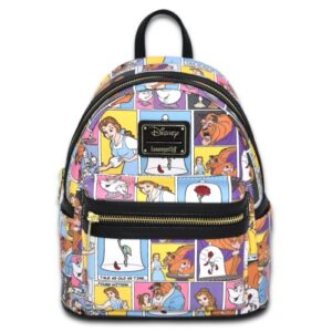 loungefly gt exclusive disney beauty and the beast comic aop mini backpack