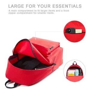 KDWAVE Classic Backpack for Women Men Lightweight Laptop Backpack Daypack Travel Bag with Adjustable Padded Shoulder Straps Bright Red