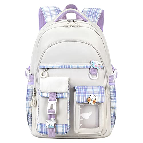 Girls Backpacks 15.6 Inch Laptop School Bag College Backpack Travel Daypack Large Bookbags for Teens Girls College Women Students (White)