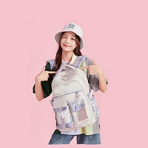 Girls Backpacks 15.6 Inch Laptop School Bag College Backpack Travel Daypack Large Bookbags for Teens Girls College Women Students (White)