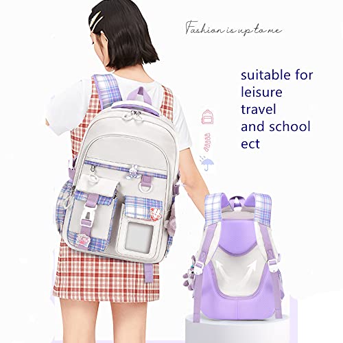 Girls Backpacks 15.6 Inch Laptop School Bag College Backpack Travel Daypack Large Bookbags for Teens Girls College Women Students (White)