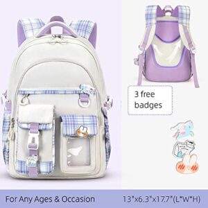 Girls Backpacks 15.6 Inch Laptop School Bag College Backpack Travel Daypack Large Bookbags for Teens Girls College Women Students (White)