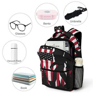 Bigfoot and American Flag Laptop Backpack Fashion Shoulder Bag Travel Daypack Bookbags for Men Women