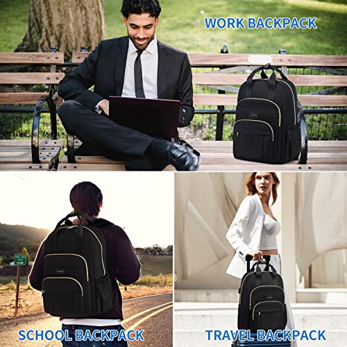 WISEILD Laptop Backpack for Travel Daypack Teacher Work Backpack with USB Port, Fits 15.6 Inch Laptop(Black)