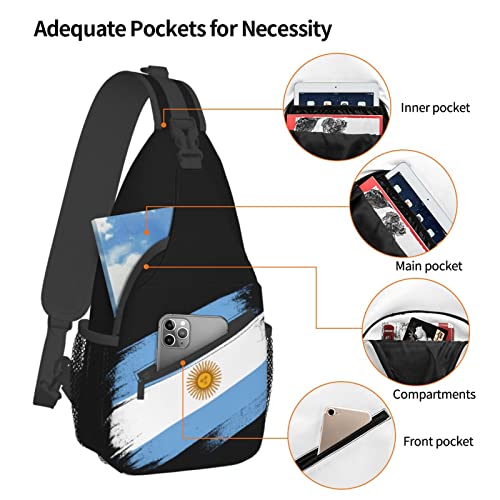 FBCAL Argentina Sling Bag, Argentine Flag Crossbody Sling Backpack Shoulder Chest Bag Travel Hiking Daypack