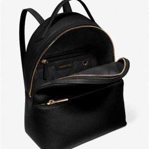 Michael Kors Valerie Medium Pebbled Leather Fashion Backpack (Black)