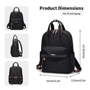 GOLF SUPAGS Laptop Backpack for Women Top-Handle Computer Bag Work Travel College Backpack Purse Fits 15 Inch Notebook(Black)