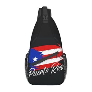 puerto rico flag sling crossbody backpack bag chest bag for men women travel hiking daypack