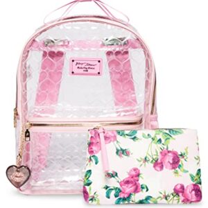 Betsey Johnson Clear Backpack with Pouch, Blush