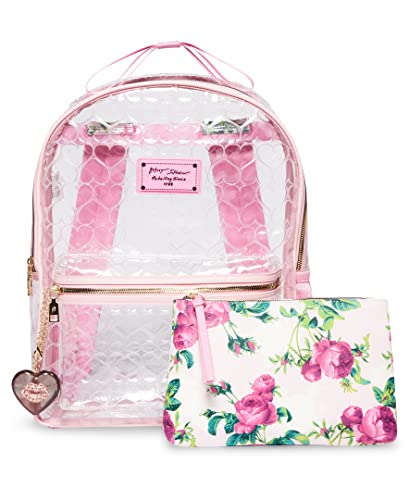 Betsey Johnson Clear Backpack with Pouch, Blush