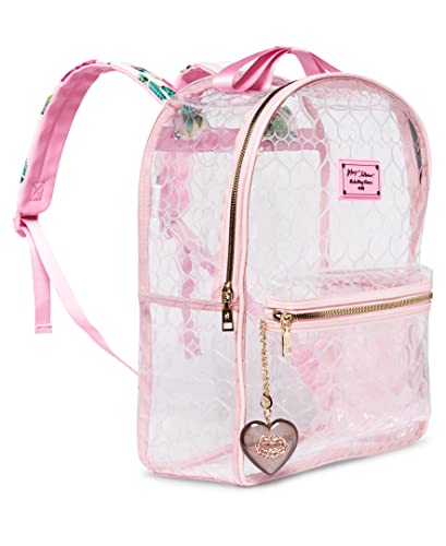 Betsey Johnson Clear Backpack with Pouch, Blush