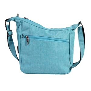 nupouch crossbody anti-theft bag adjustable strap usb charging port (light blue)