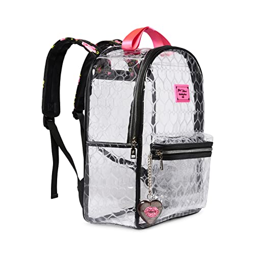 Betsey Johnson Clear Backpack with Pouch, Black