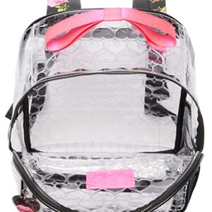 Betsey Johnson Clear Backpack with Pouch, Black