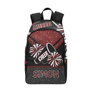 xozoty red bling print cheer cheerleader backpack personalized name laptop bag travel daypack for kids adult