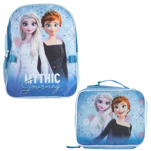 RALME Disney Frozen Back to School Bundle for Girls with Backpack, Lunch Box, and 7 Pc. Calculator & School Supplies Set