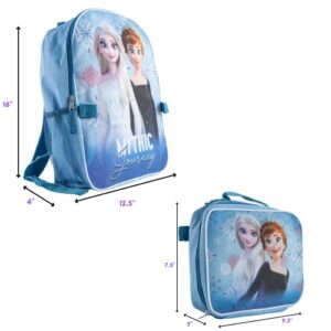 RALME Disney Frozen Back to School Bundle for Girls with Backpack, Lunch Box, and 7 Pc. Calculator & School Supplies Set