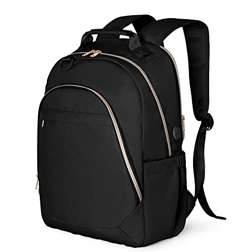 Fasrom Teacher Laptop Bag Backpack for Work Women, 15.6 Inch Computer Bag Casual Daypack with USB Charging Hole for Travel, Business and College, Black (Empty Bag Only)