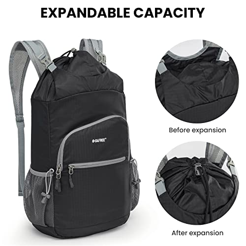 G4Free 25L Packable Hiking Backpack Lightweight Waterproof Shoulder Daypack Foldable for Outdoor Travel Camping(Black)