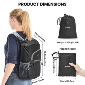 G4Free 25L Packable Hiking Backpack Lightweight Waterproof Shoulder Daypack Foldable for Outdoor Travel Camping(Black)