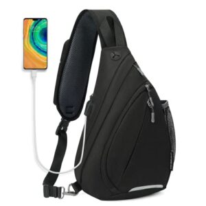 werewolves sling bag crossbody sling backpack with usb charging port, water resistant shoulder bag outdoor travel hiking daypack unisex casual daypack (black)