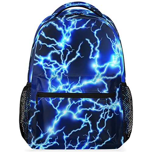 TropicalLife Blue Lightning Laptop Backpack for School, Casual Bag for Men Women Boys Girls and College Student Casual Daypack for Travel Work