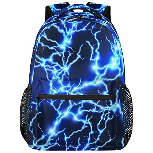 TropicalLife Blue Lightning Laptop Backpack for School, Casual Bag for Men Women Boys Girls and College Student Casual Daypack for Travel Work